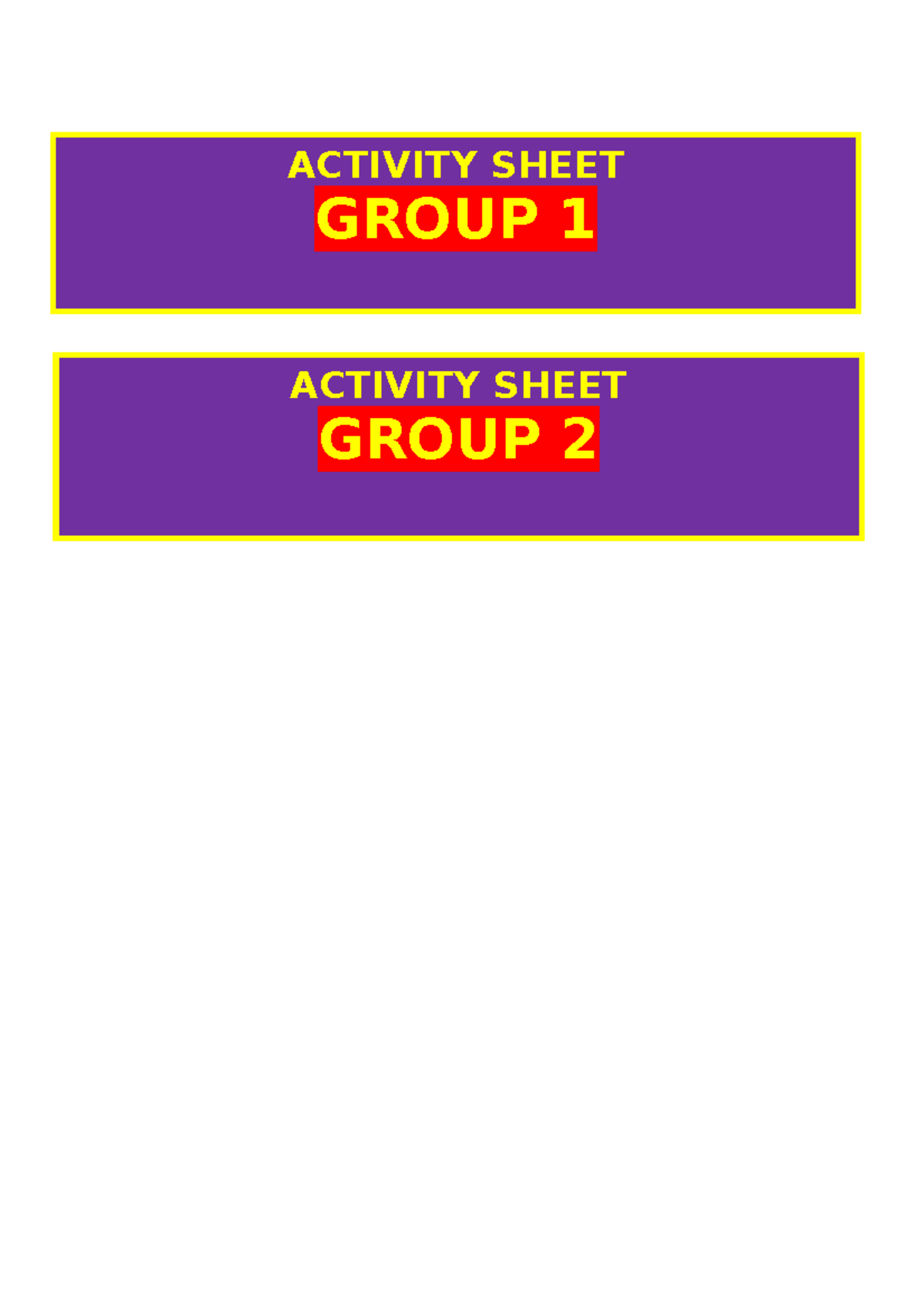 Activity Sheet - Group task - collaborative - Secondary Education ...