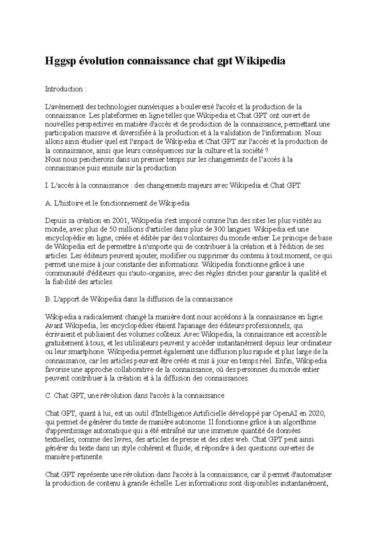 Hggsp evolution connaissance chat gpt Wikipedia - Hggsp évolution connaissance chat gpt ...