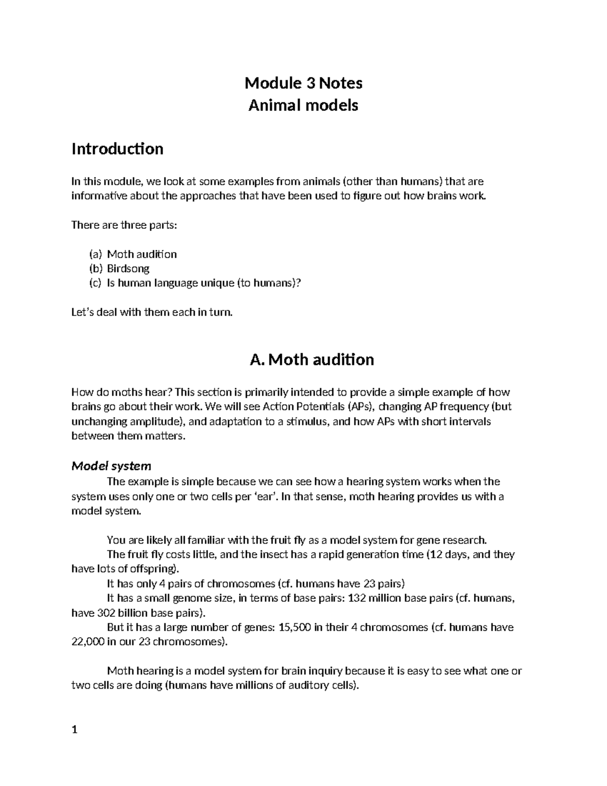 Module 3 Notes - Module 3 Notes Animal models Introduction In this ...