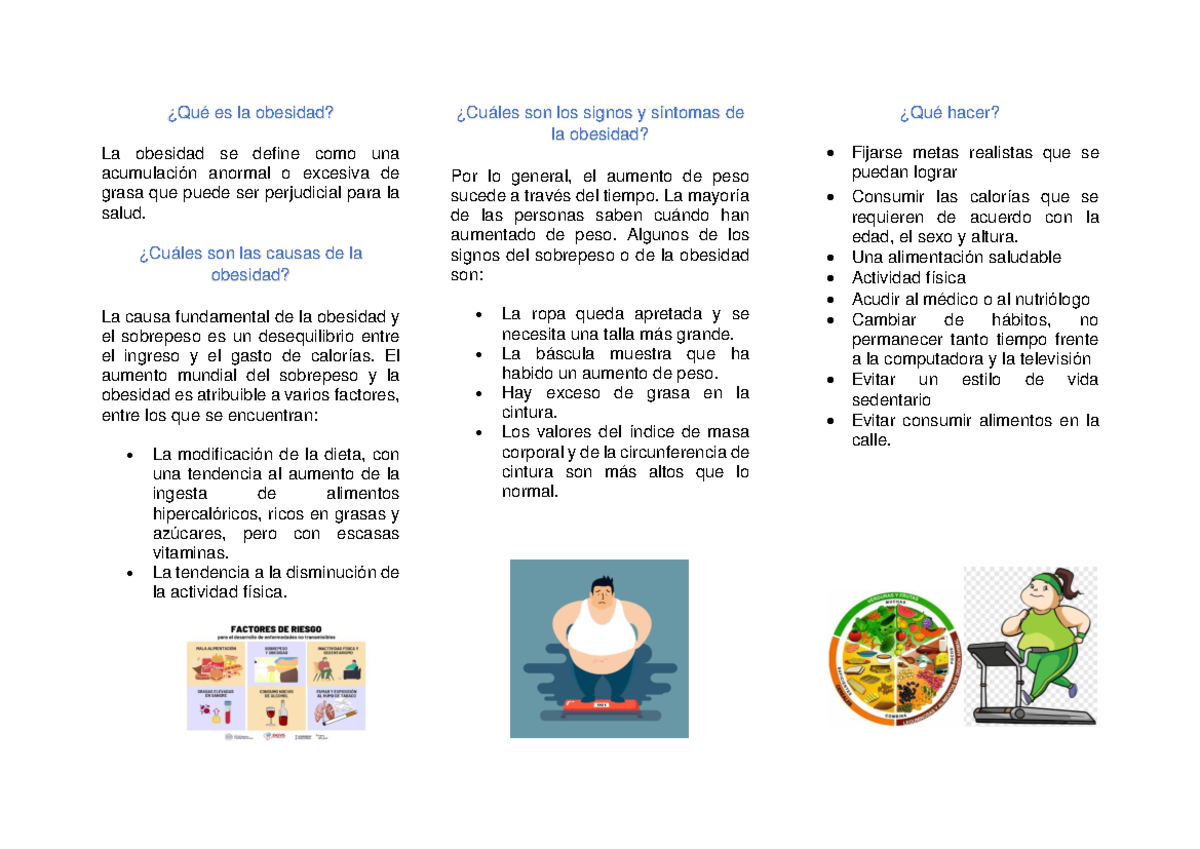 Triptico obesidad - ¿Qué es la obesidad? La obesidad se define como una ...