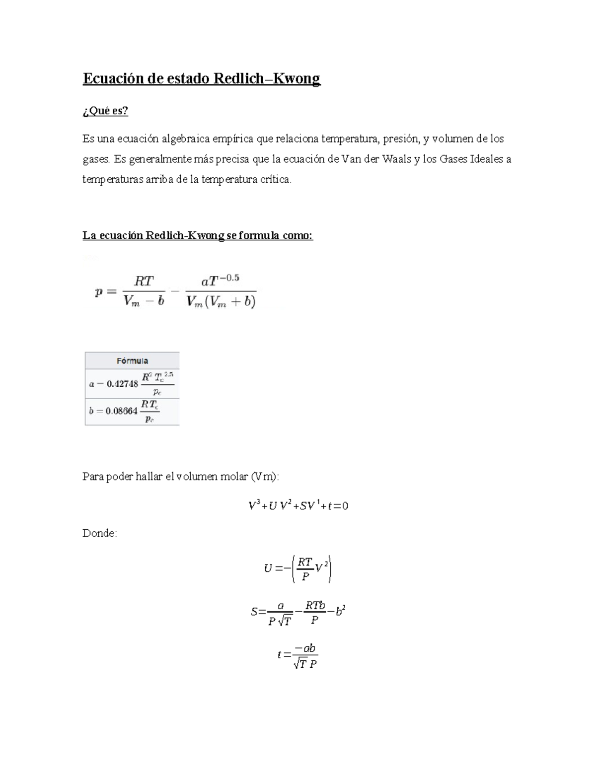 Ecuación de estado Redlich - Ecuación de estado Redlich–Kwong ¿Qué es ...