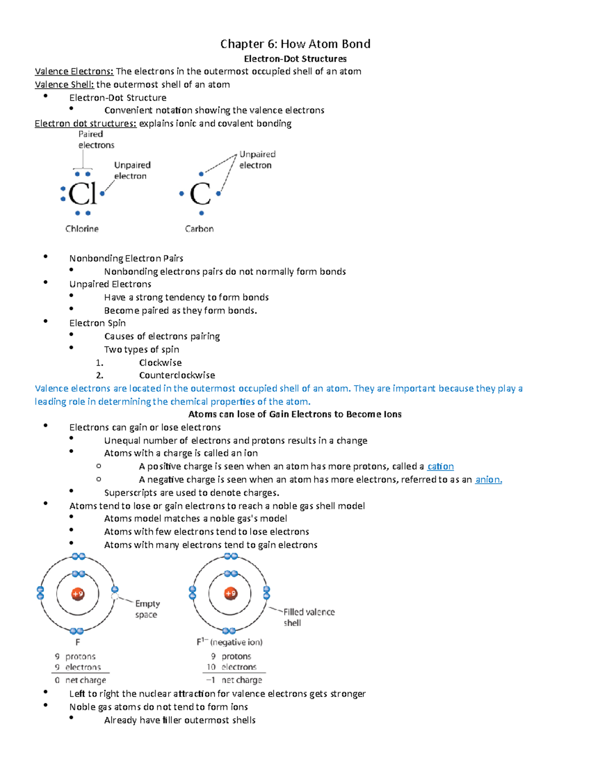 Notes CH 6-8 - Summary Conceptual Chemistry - Chapter 6: How Atom Bond ...