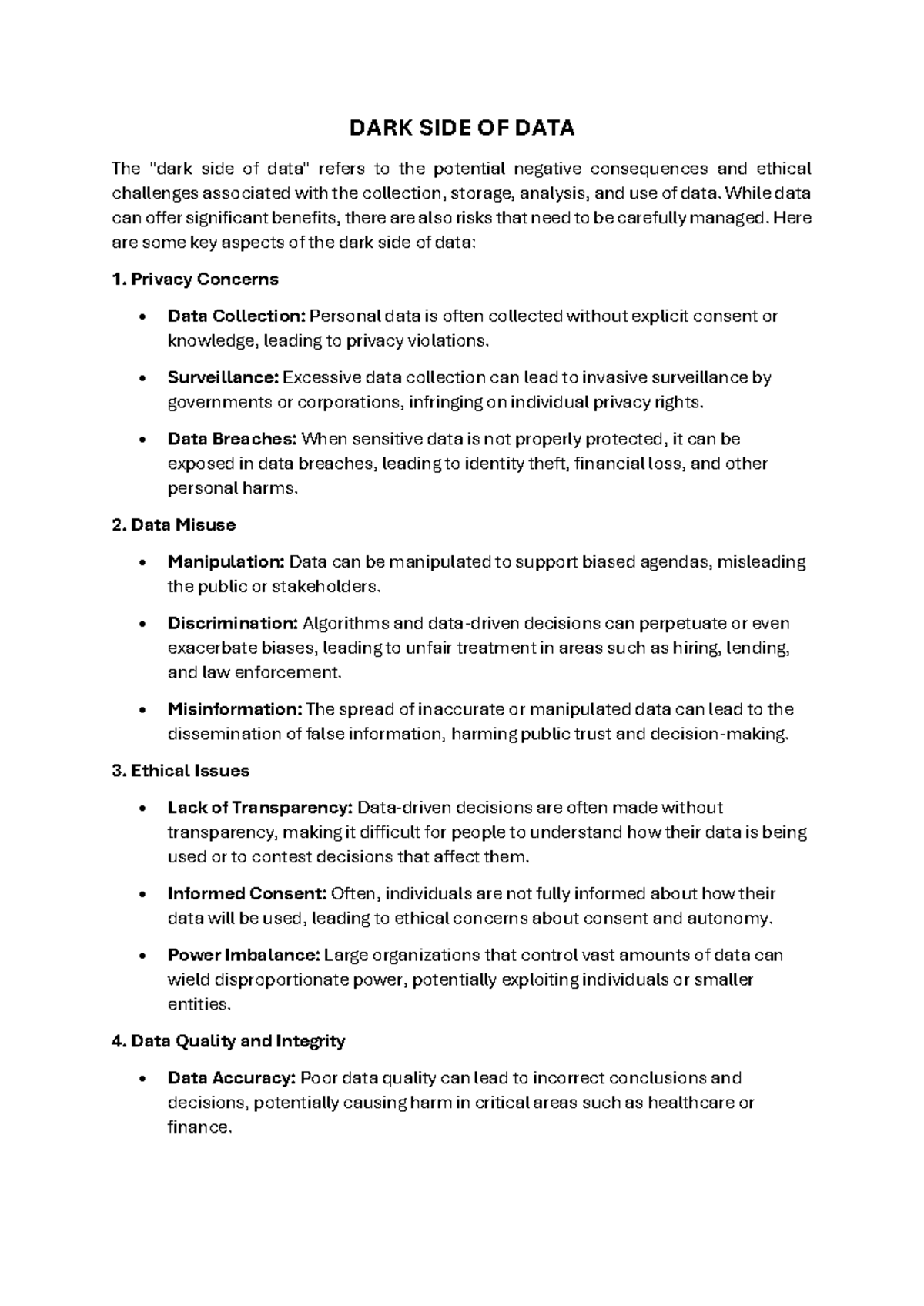 110 Dark Side of Data - the set - DARK SIDE OF DATA The "dark side of data" refers to the - Studocu