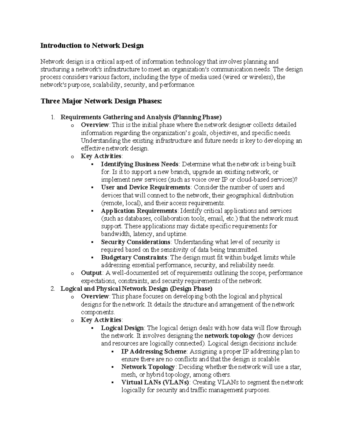 Introduction to Network Design - Introduction to Network Design Network ...