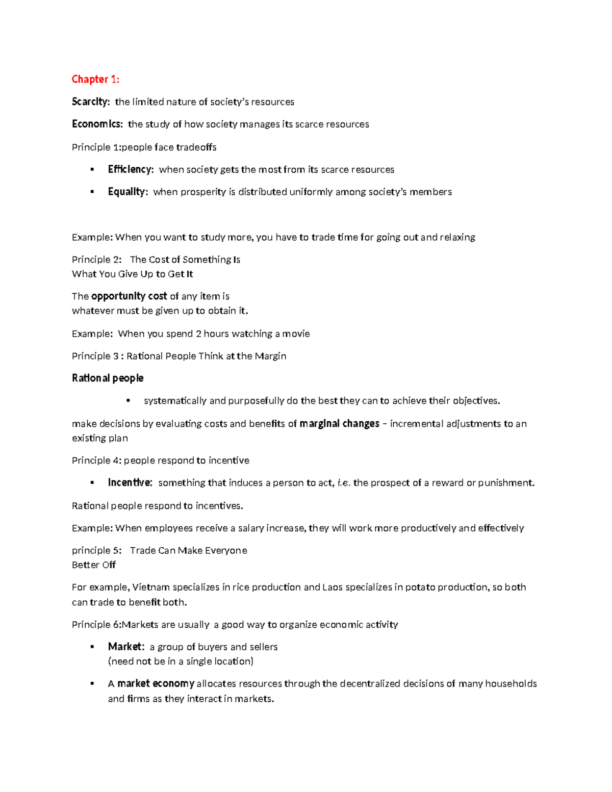 ECO111 SP24 - Chapter 1: Scarcity: the limited nature of society’s resources Economics: the ...