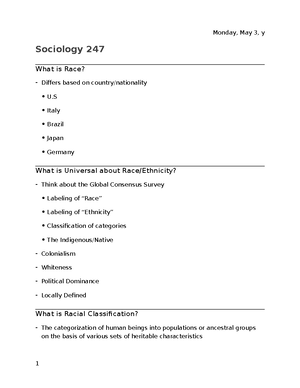 SOC 247 Notes - Class Notes 10/14/21: Racial Formation Theory Racial ...