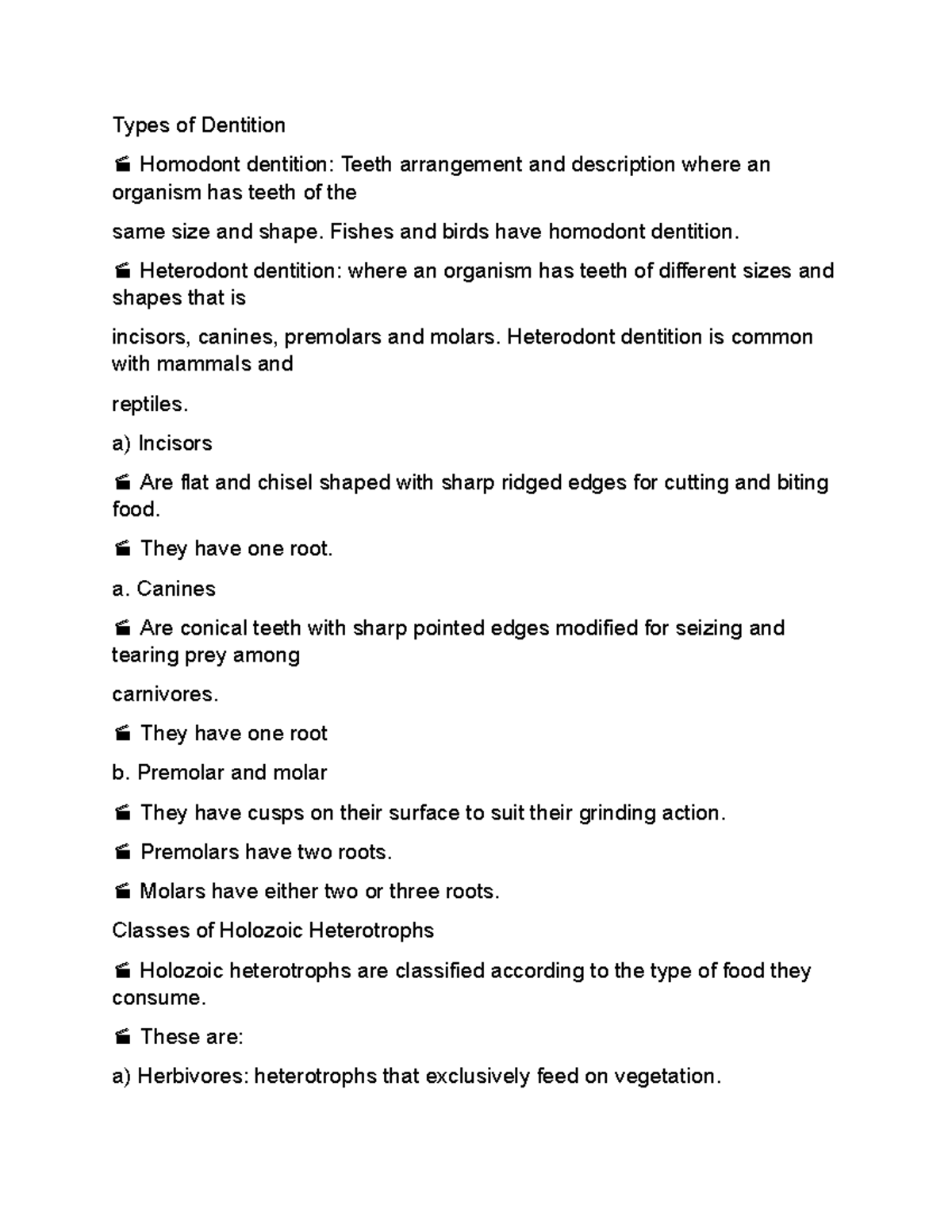 Class notes on Biology - Types of Dentition Homodont dentition: Teeth ...