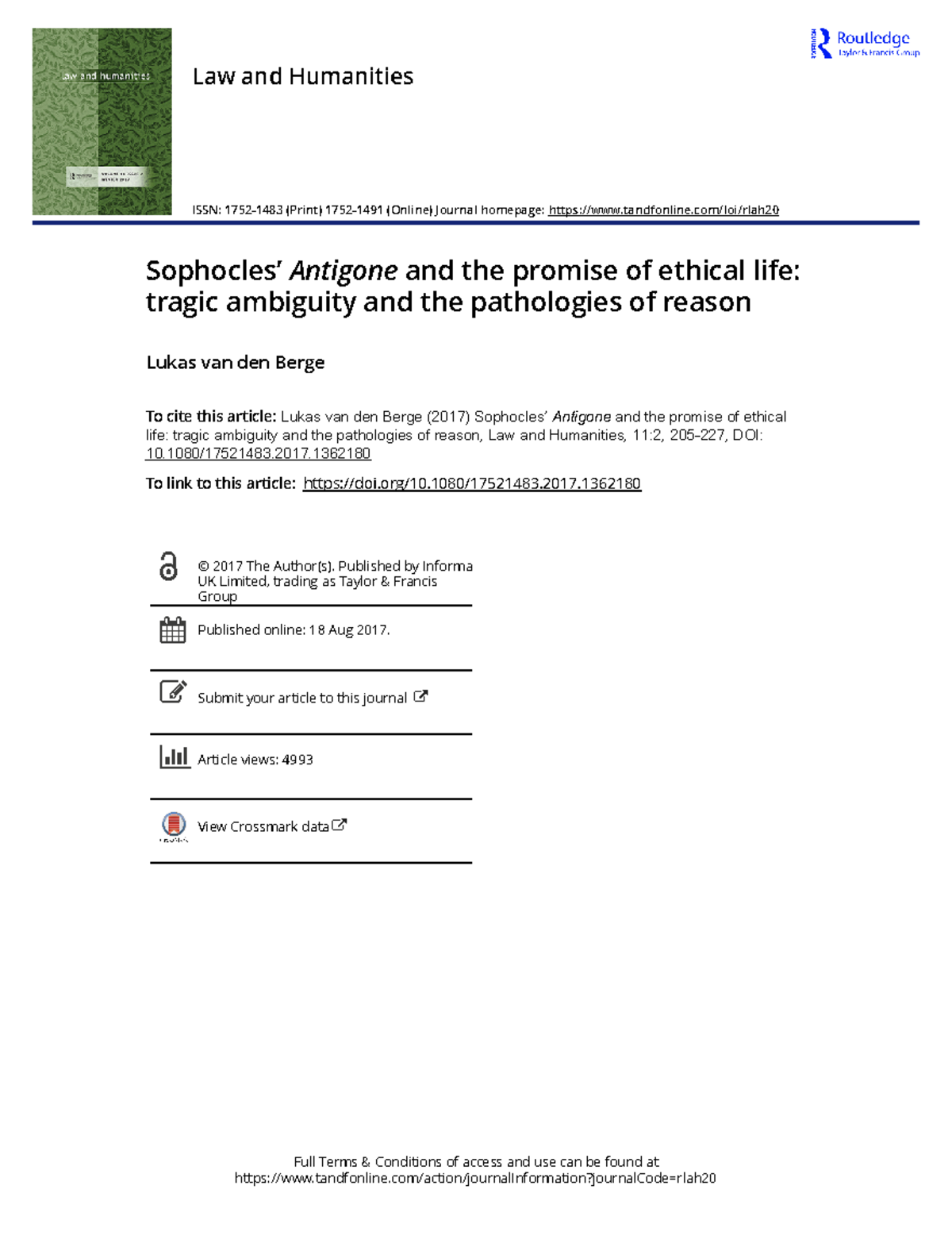 Sophocles Antigone and the promise of ethical life tragic ambiguity and ...