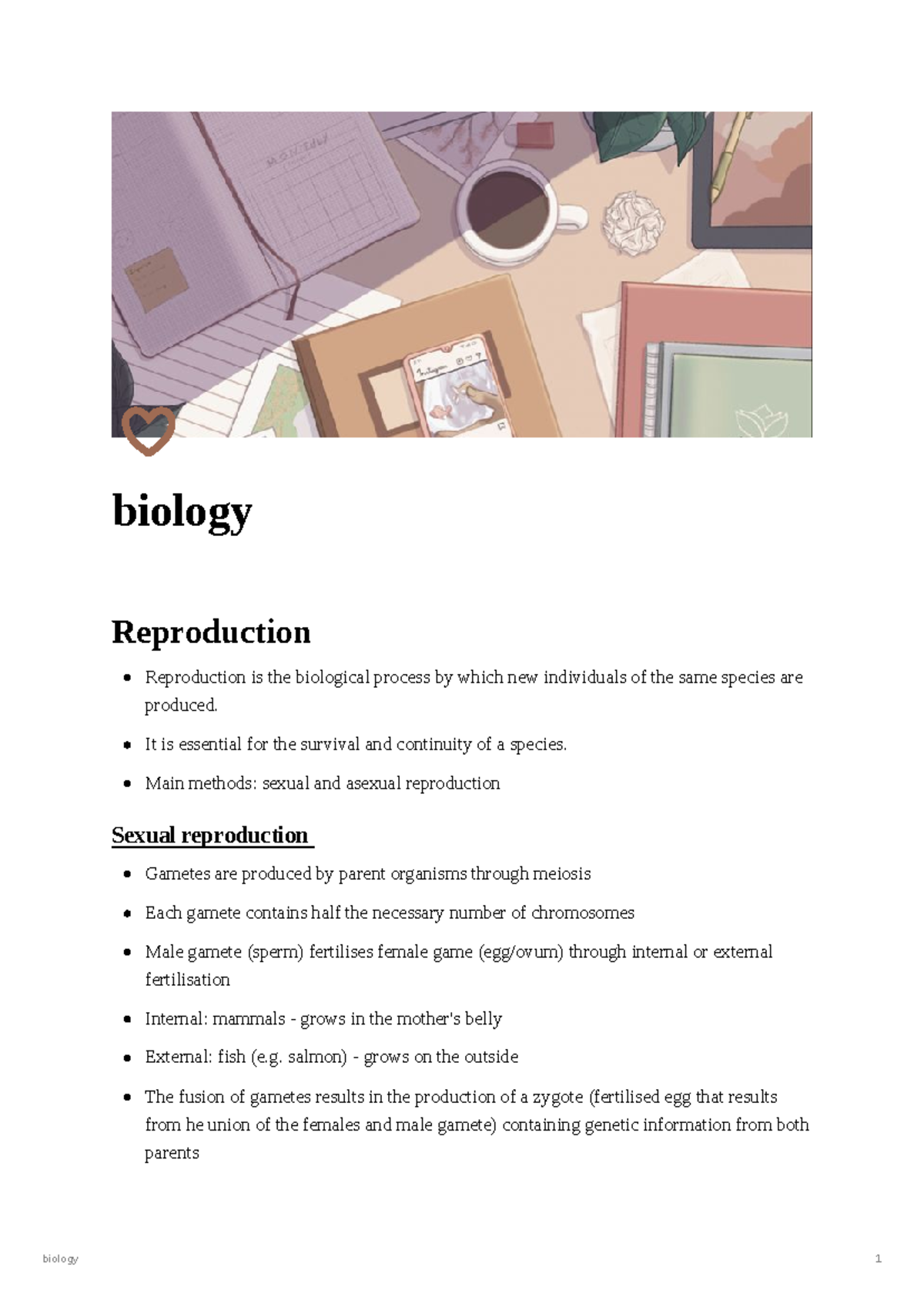 Biology Prelim Notes - biology Reproduction Reproduction is the ...
