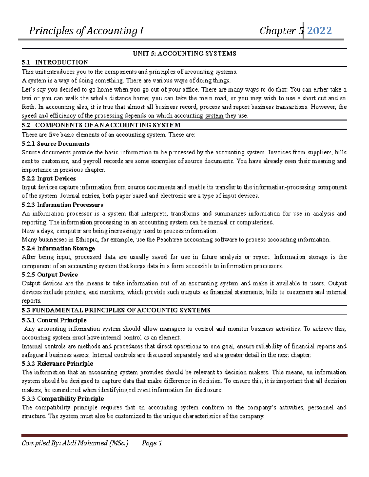 Chapter 5PAI - good - UNIT 5: ACCOUNTING SYSTEMS UNIT 5: ACCOUNTING SYSTEMS 5 5 - Studocu
