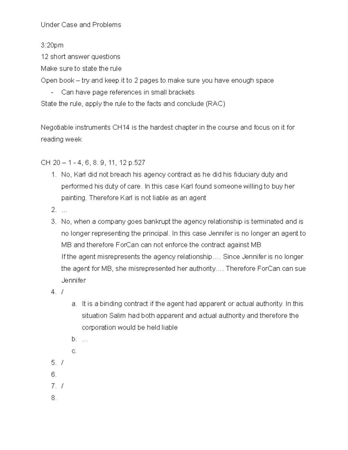 Midterm 1 Cases - Google Docs - Under Case and Problems 3:20pm 12 short ...