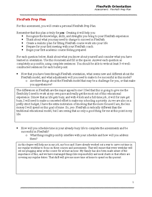 FPO6001 - Flex Path 2.0 Orientation Assessment 1 - FlexPath Prep Plan ...
