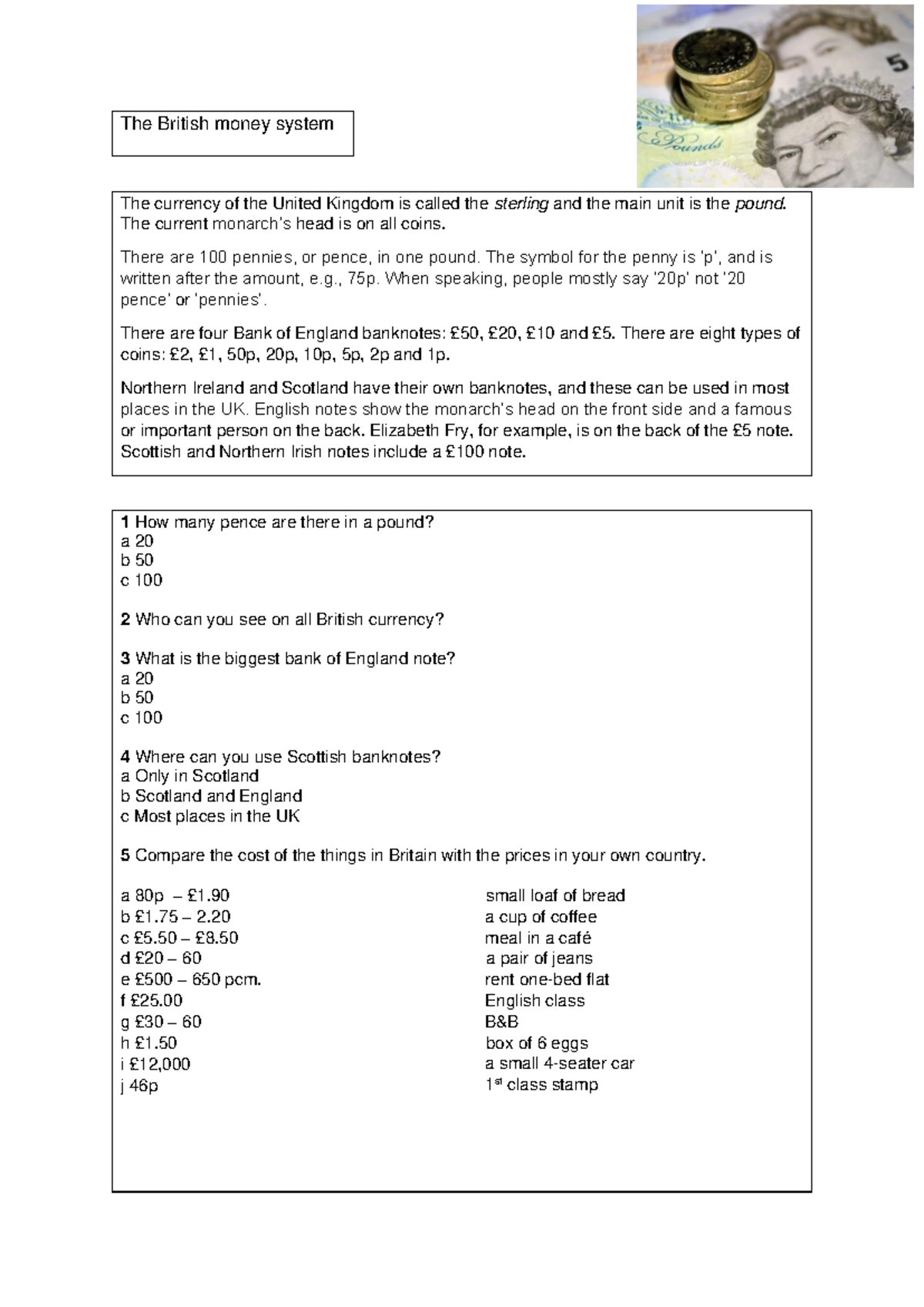 The British Money System - 2º série EM - 1 How many pence are there in ...
