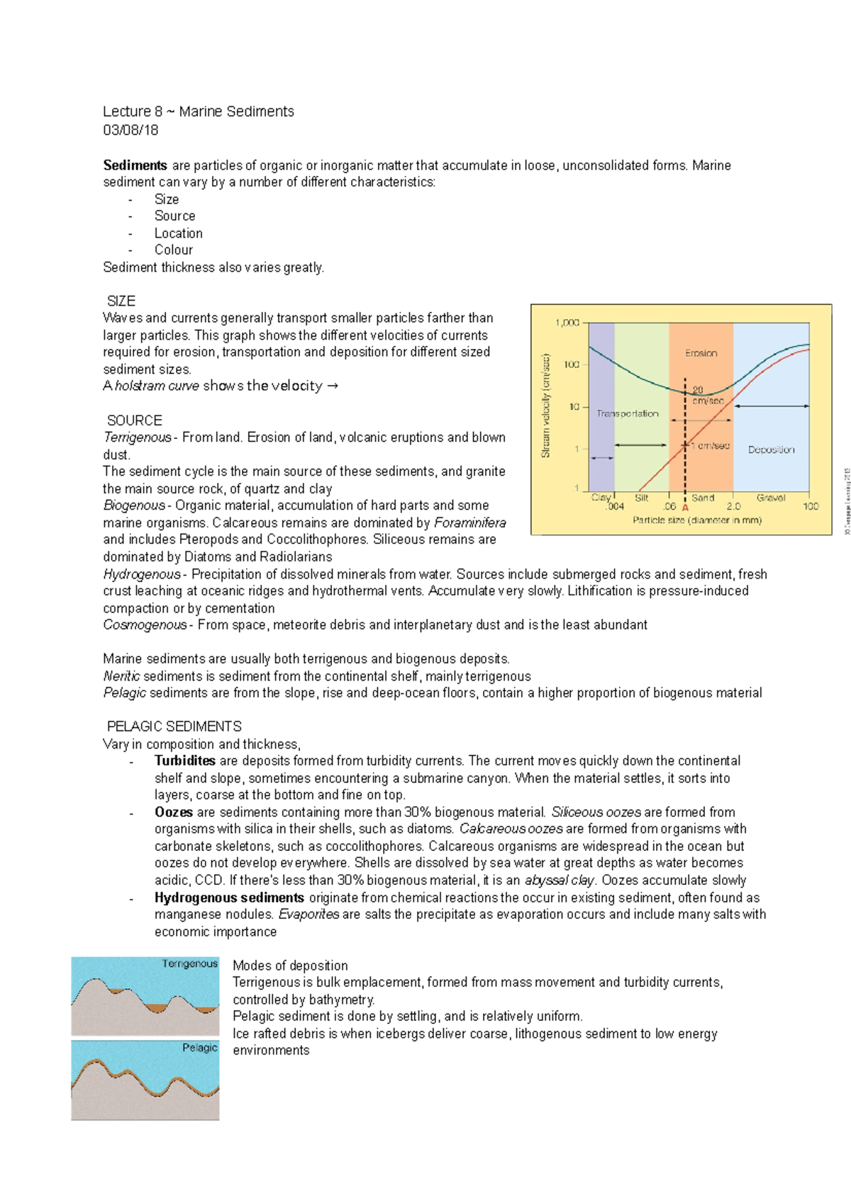 8 - Marine Sediments - Lecture notes 8 - Lecture 8 ~ Marine Sediments ...