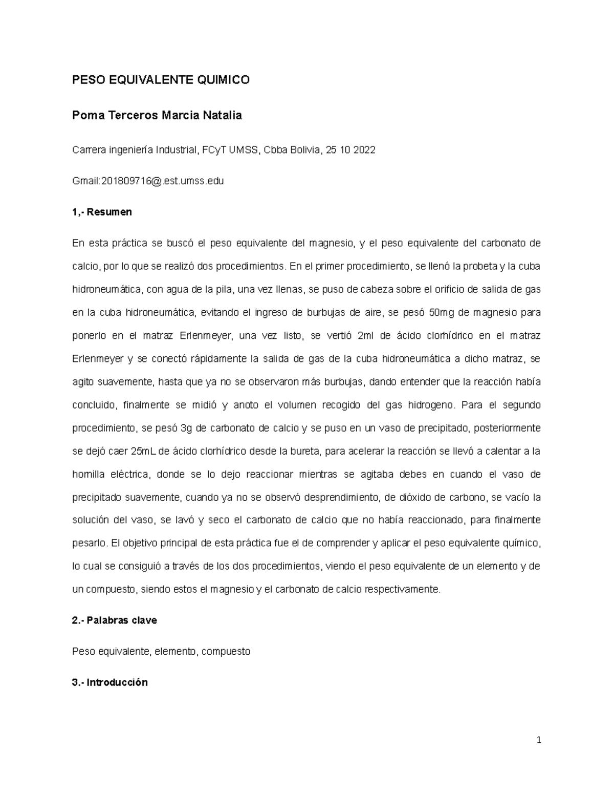 PESO Equivalente Quimico - PESO EQUIVALENTE QUIMICO Poma Terceros ...