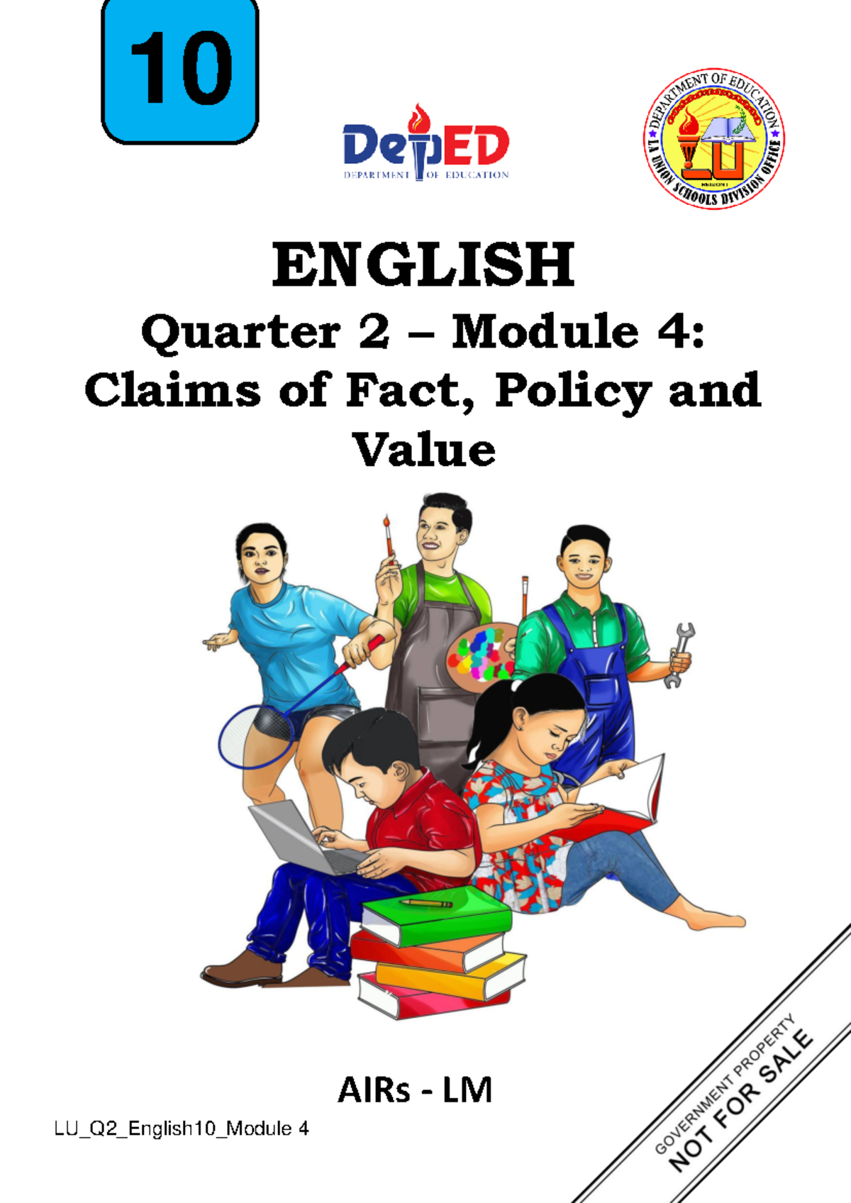 English 10Q2M4 - AIRs - LM 10 ENGLISH Quarter 2 – Module 4: Claims of ...