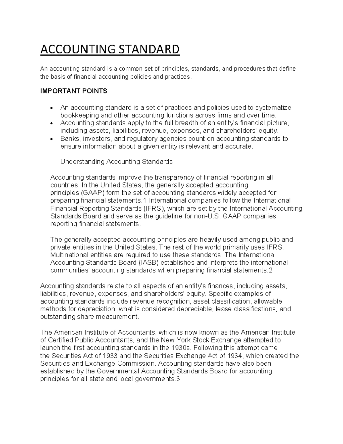 Accounting Standards - ACCOUNTING STANDARD An accounting standard is a ...