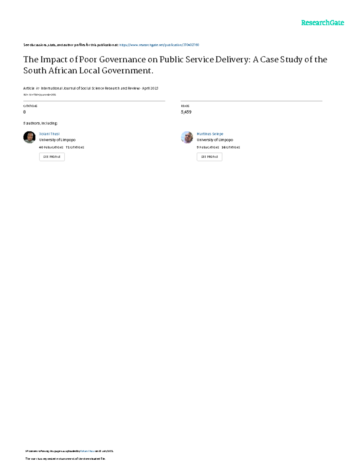 Impact of Poor Governance on Public Service Delivery - Article in ...