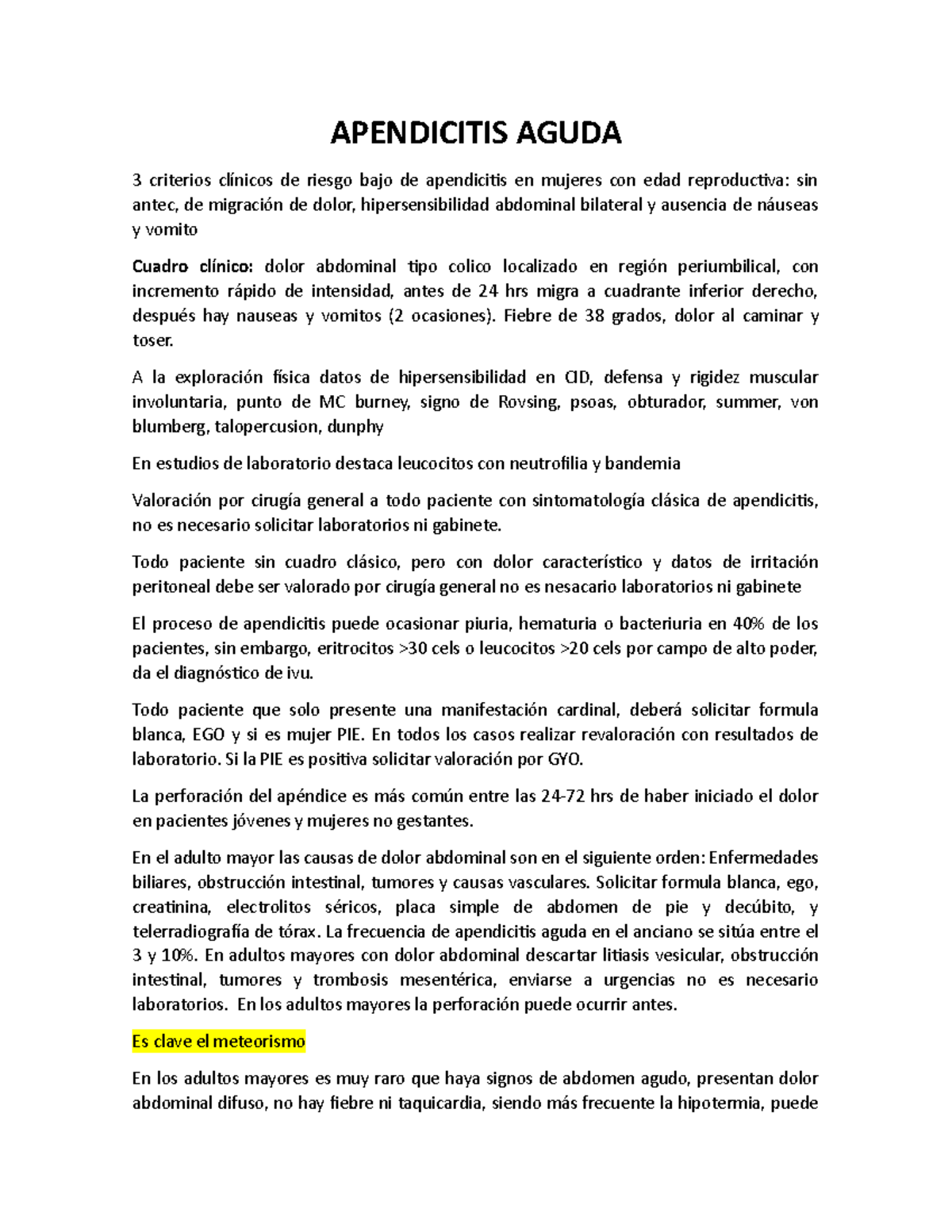 Apendicitis aguda - Resumen para estudiar el enarm - APENDICITIS AGUDA ...