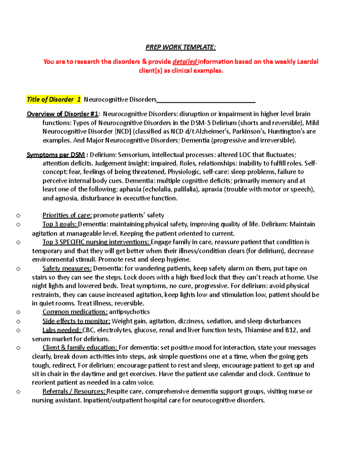 PREP WORK Template WEEK 9 - PREP WORK TEMPLATE: You are to research the ...