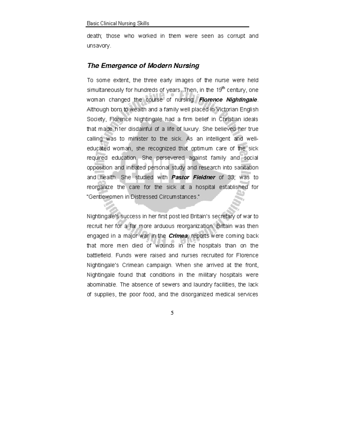 Nursing notes - Basic Clinical Nursing Skills 5 death; those who worked ...