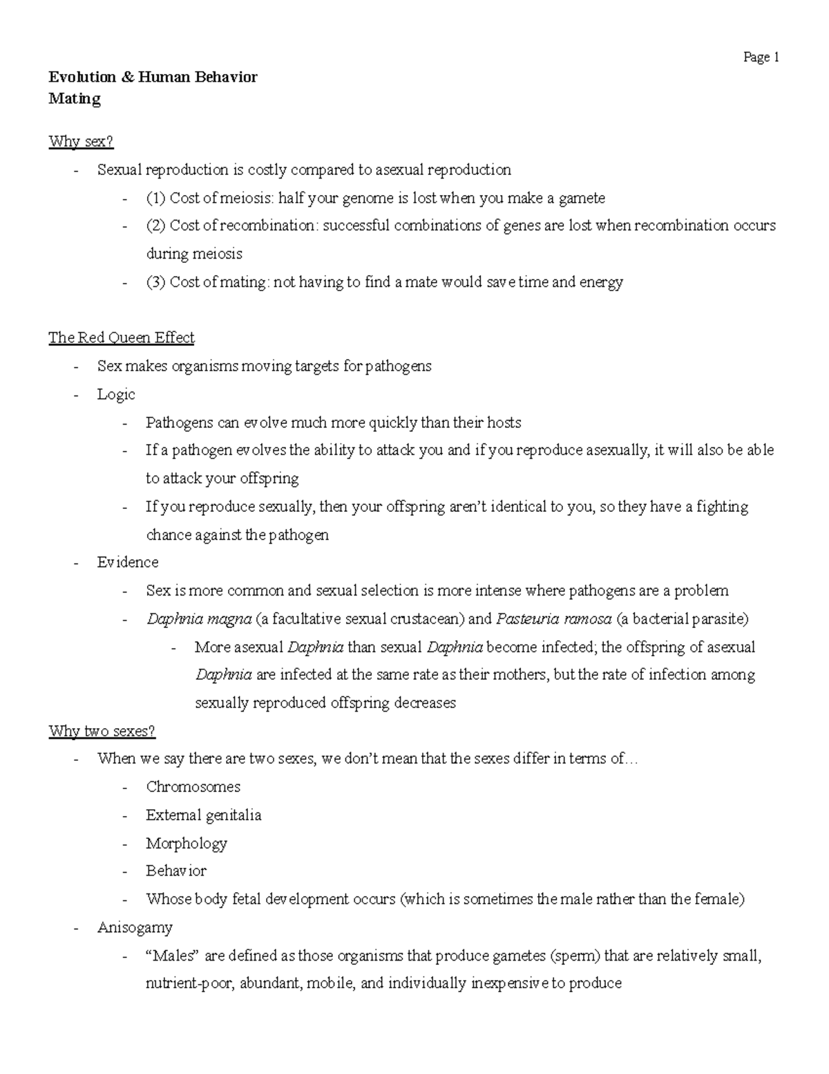 Mating - Red Queen Effect, Preferences, Sperm Competition, Inbreeding ...
