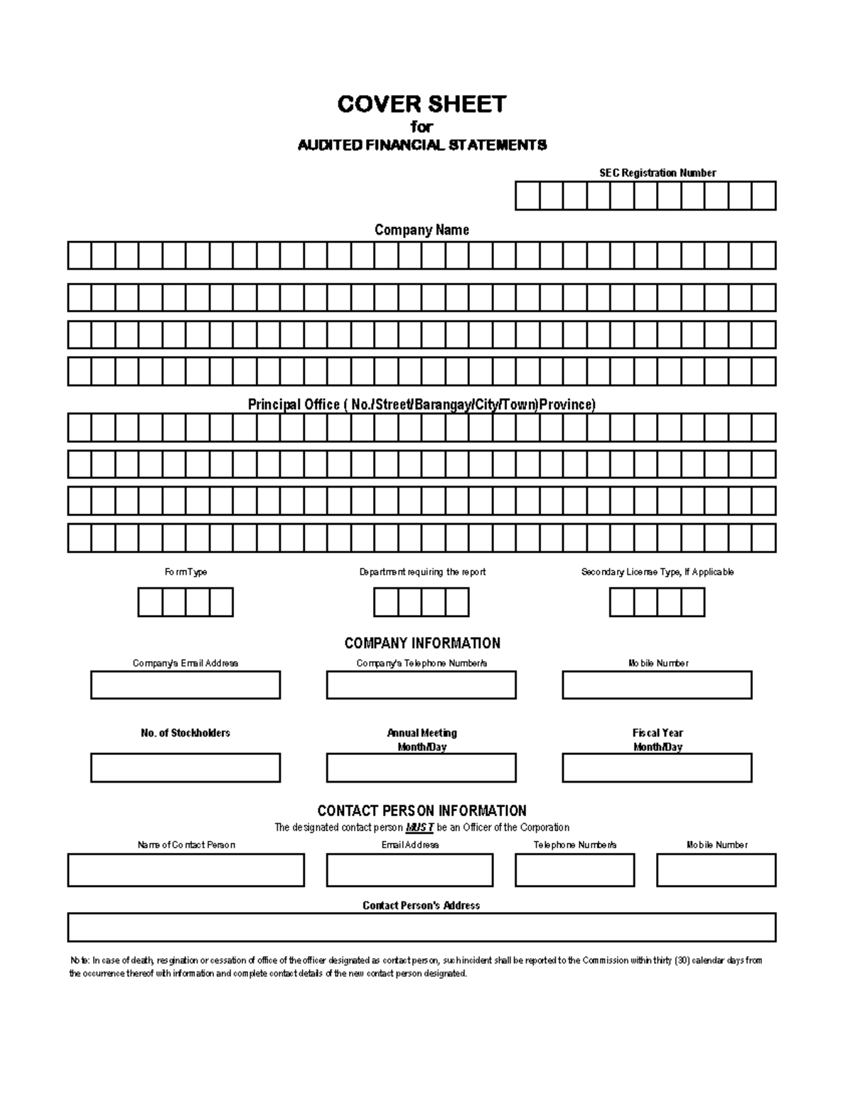 FS Coverpage - Principal Office ( No./Street/Barangay/City/Town ...