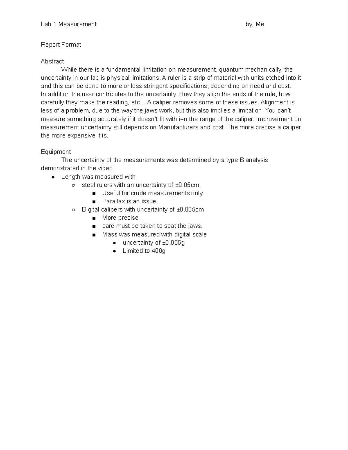 Sample Report and hiv plus aid . we gooddshhiitt - Lab 1 Measurement Me ...