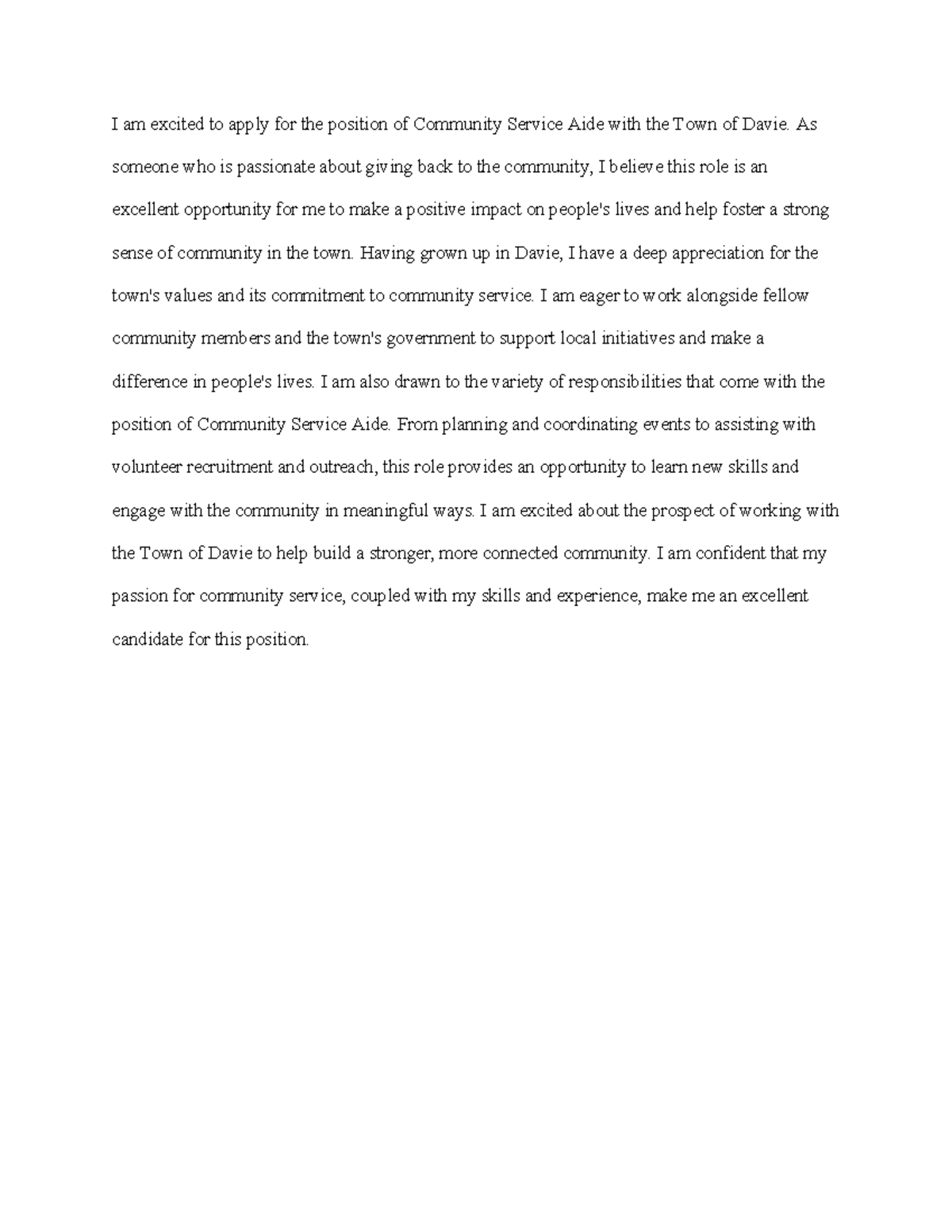 Community Service Aide - As someone who is passionate about giving back ...