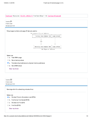 Review Quiz Final Exam - Question 1 Correct Mark 1 out of 1. Question 2 ...