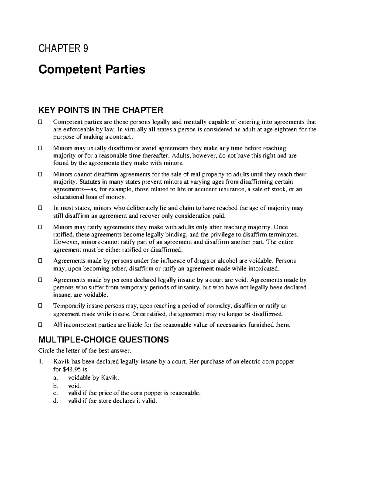 Ch09 Competent Parties - CHAPTER 9 Competent Parties KEY POINTS IN THE ...