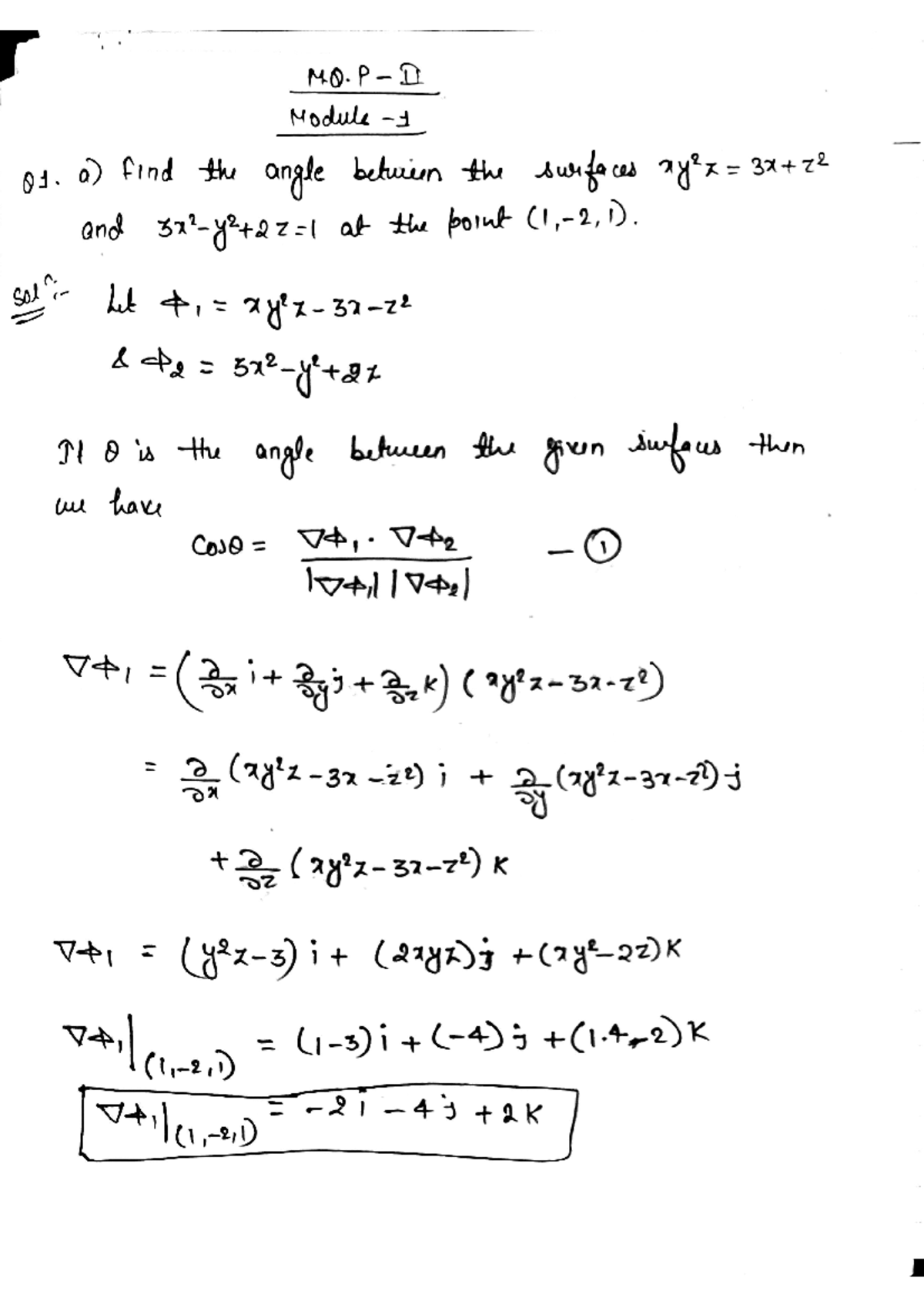 MQP-2 Solution (Mathematics) for 1st year vtu students - Module Q1. a ...