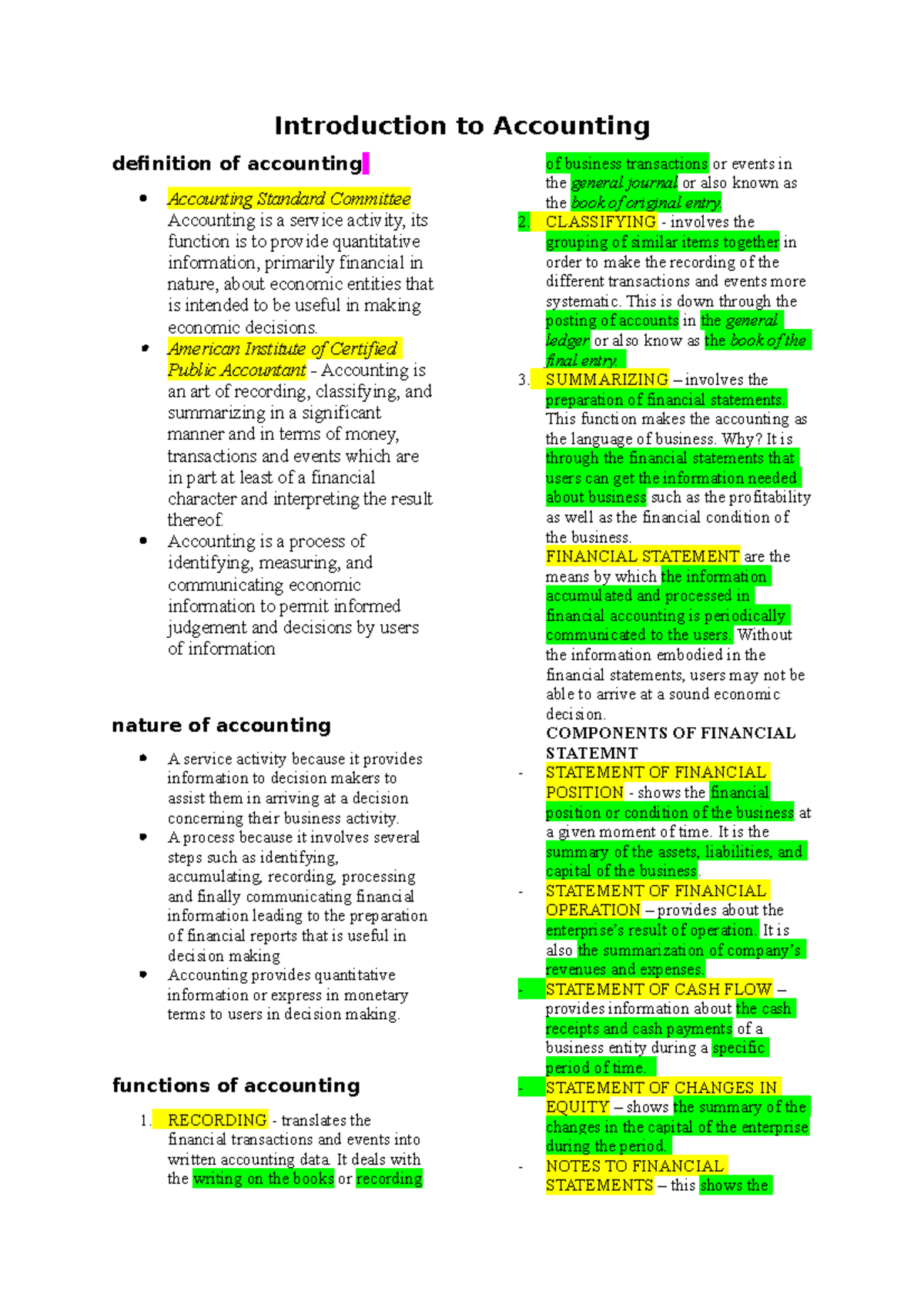 Introduction-TO- Accounting - Introduction to Accounting definition of ...