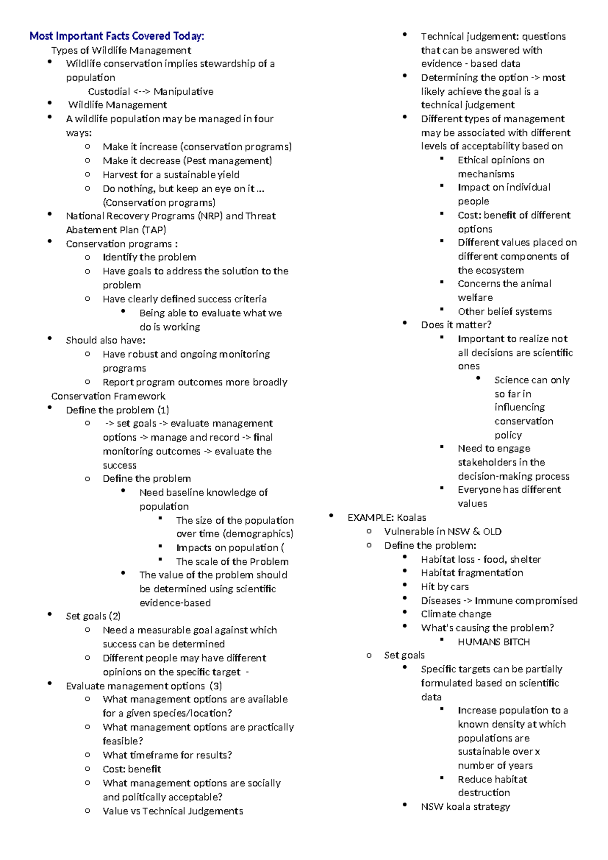 Most Important Facts Covered Today - lec 2 - Most Important Facts ...