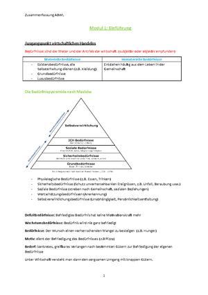 Allgemeine BWL - Semesterzusammenfassung - Zusammenfassung Allgemeine ...