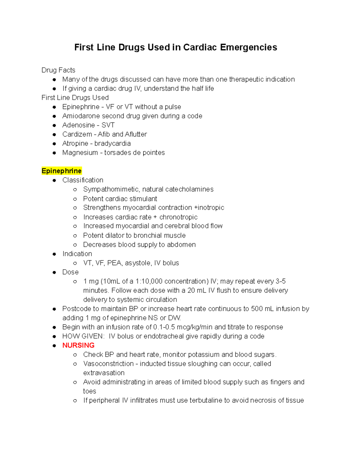 First Line Drugs Used - Cardiac Medications - First Line Drugs Used in ...
