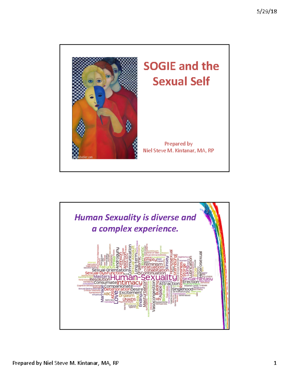Discussion on Sexual Self - SOGIE and the Sexual Self Prepared by Niel Steve M. Kintanar, MA, RP ...
