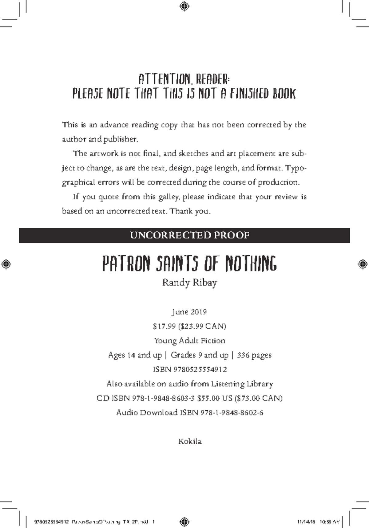 Patron Saints of Nothing Randy Ribay excerpt - ATTENTION, READER ...