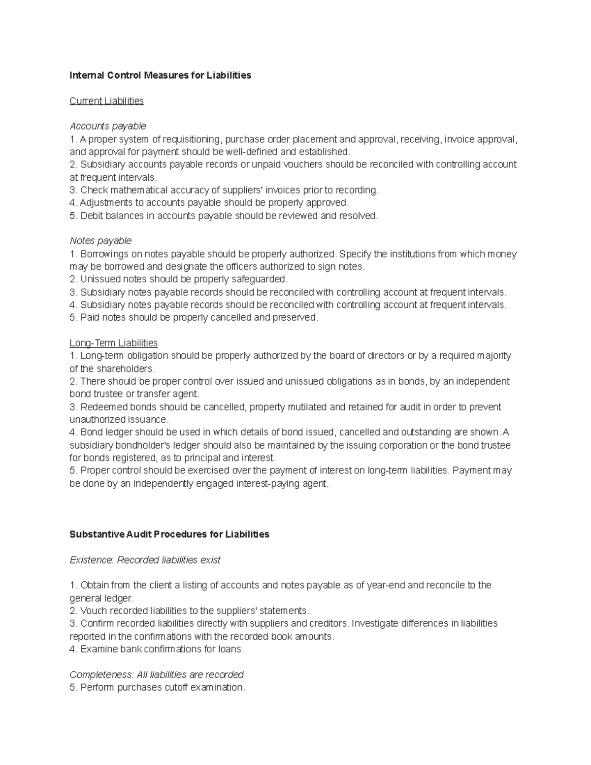 357702658 Internal Control Measures for Liabilities - Internal Control Measures for Liabilities ...