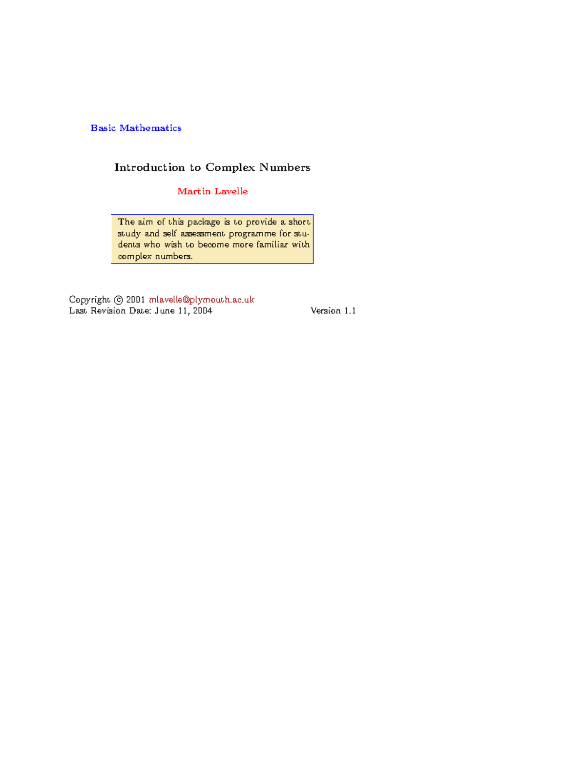 Adv Math Complex Numbers - Basic Mathematics Introduction to Complex ...