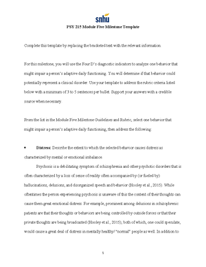 module three assignment - PSY-315 Project One Alyssa Owens Southern New ...