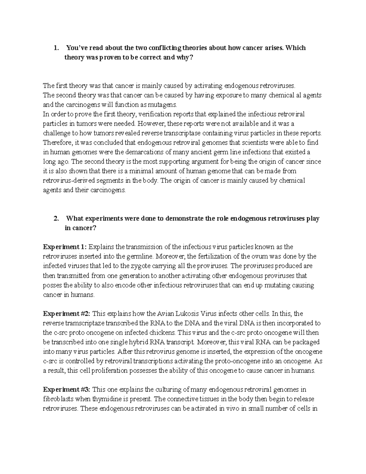 Biology of Human Cancer Assignments - You’ve read about the two ...