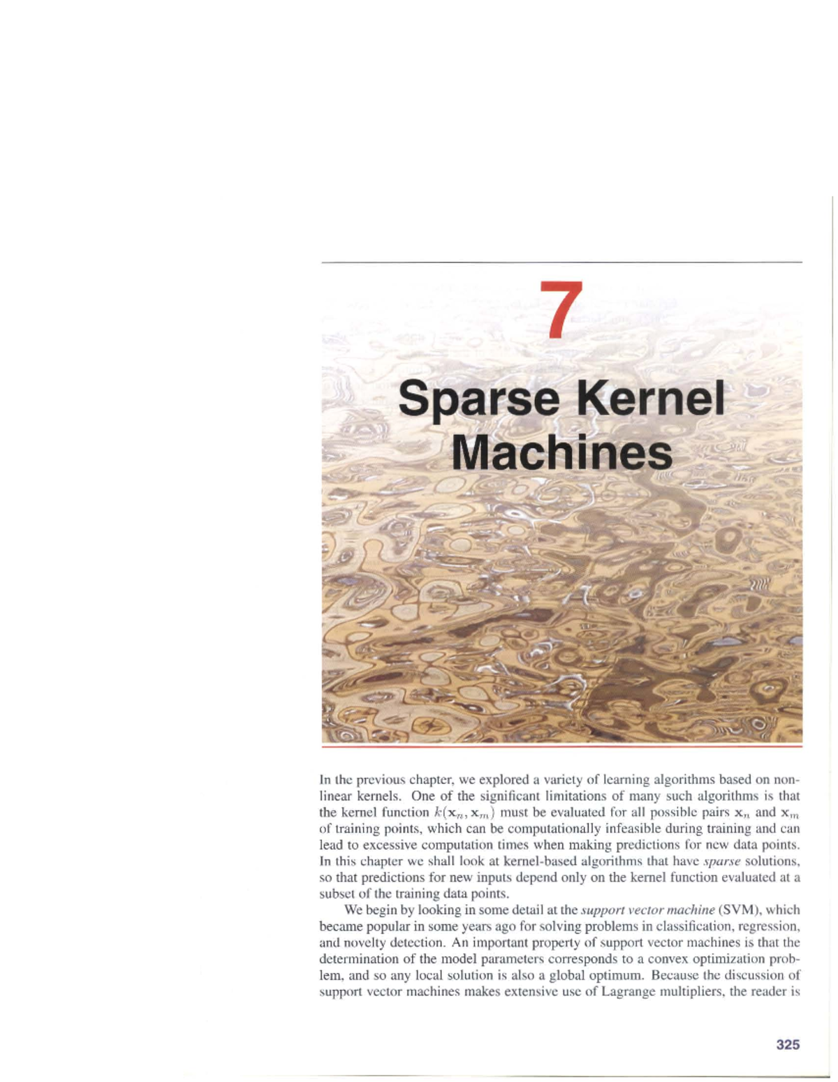 Bishop 7 - Sparse Kernel Machines - 7 In the previous chapter, we ...
