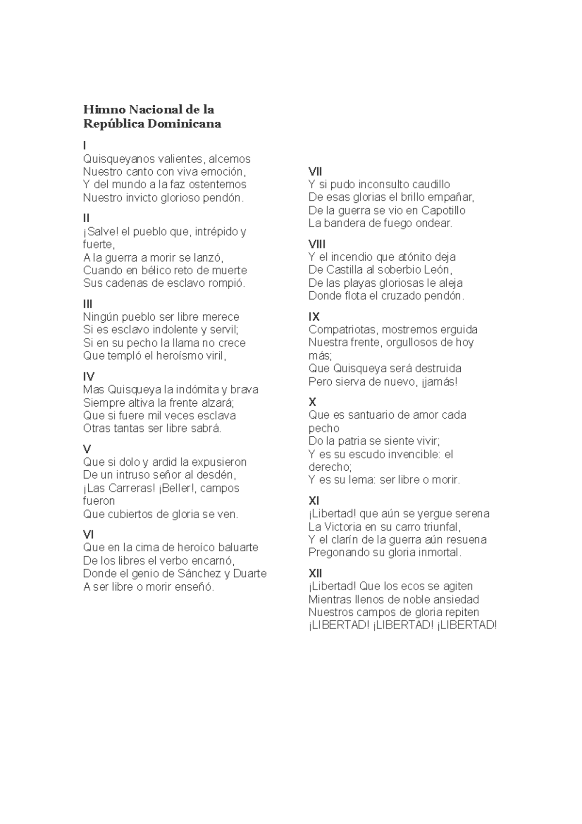 Guía número 1 de poesias - Himno Nacional de la República Dominicana I ...
