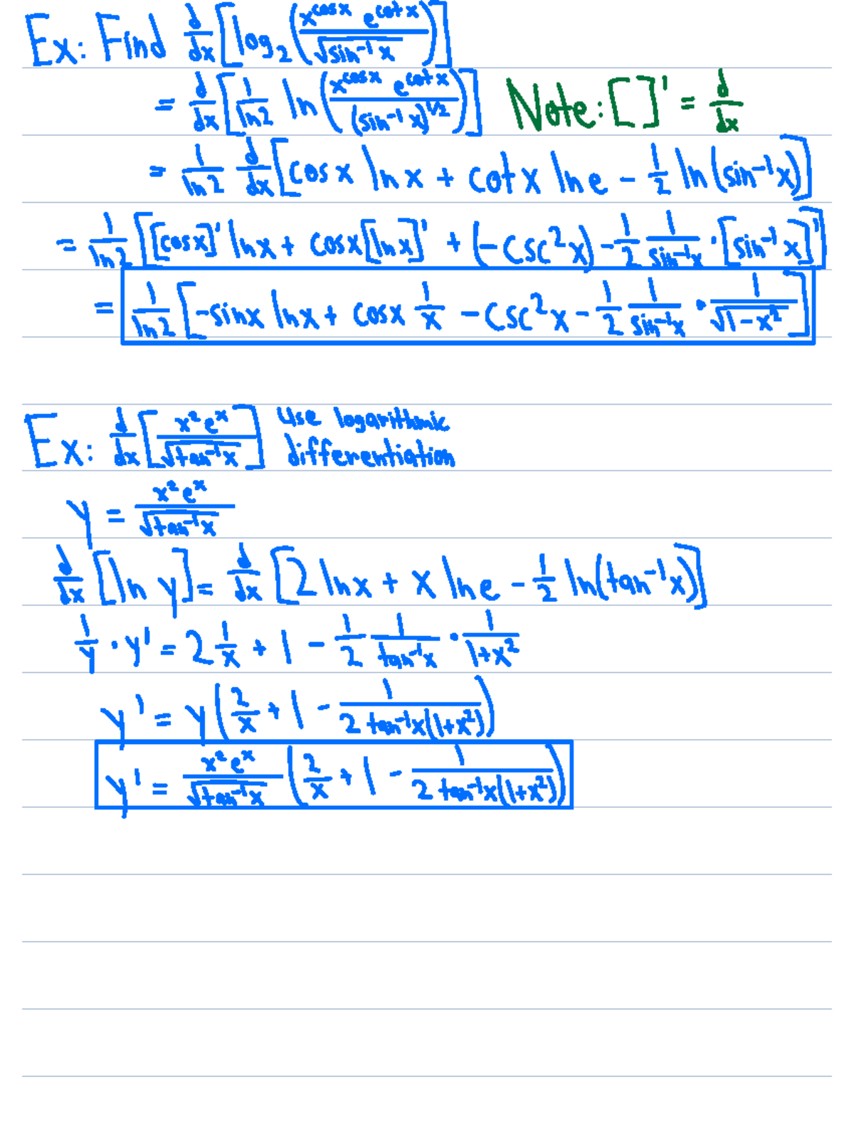 Logarithmic Differentiation - Ex Find a log EEE Hialutist D Note I I ...