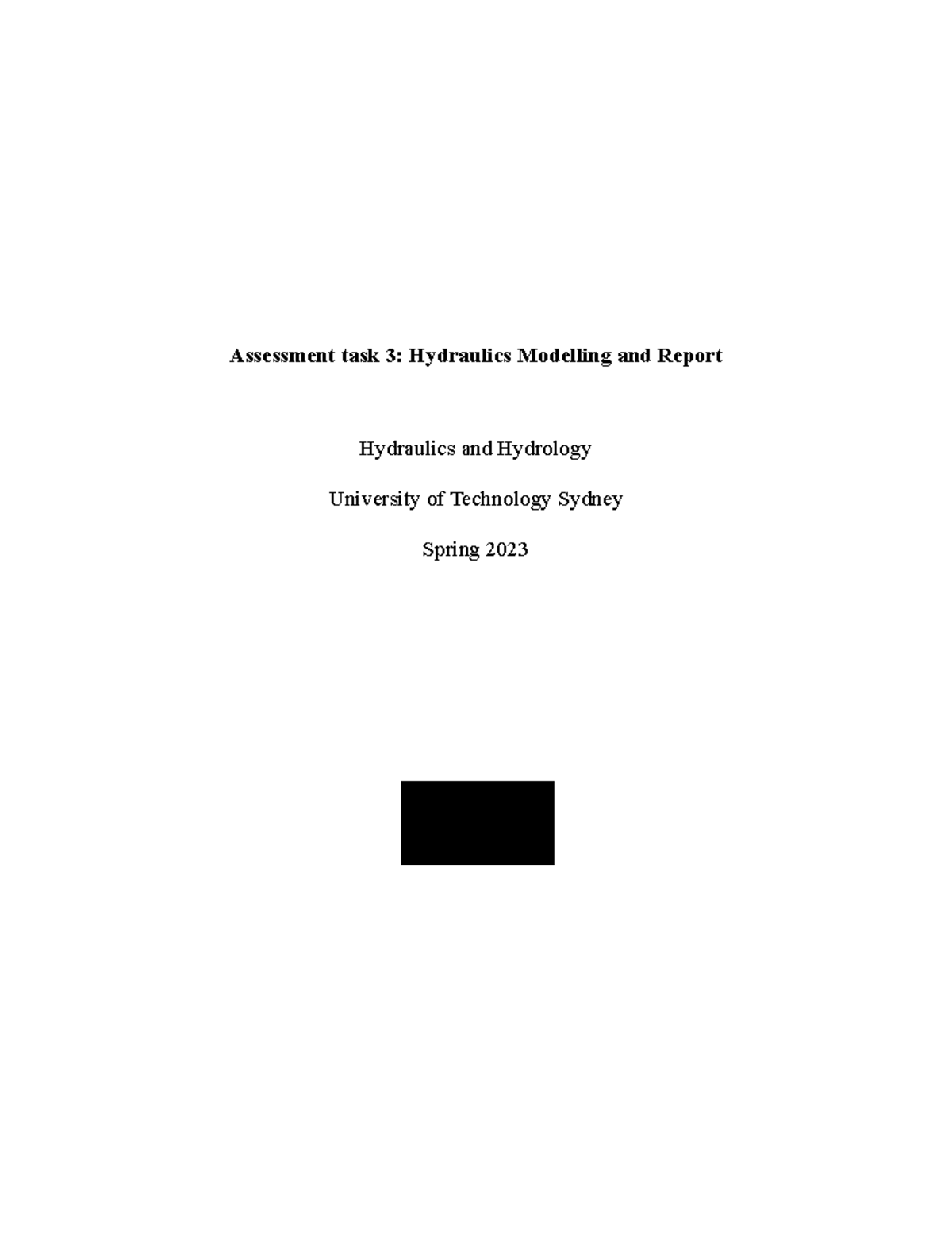 Assessment task 3 Hydraulics Modelling and Report - The initial 'y ...