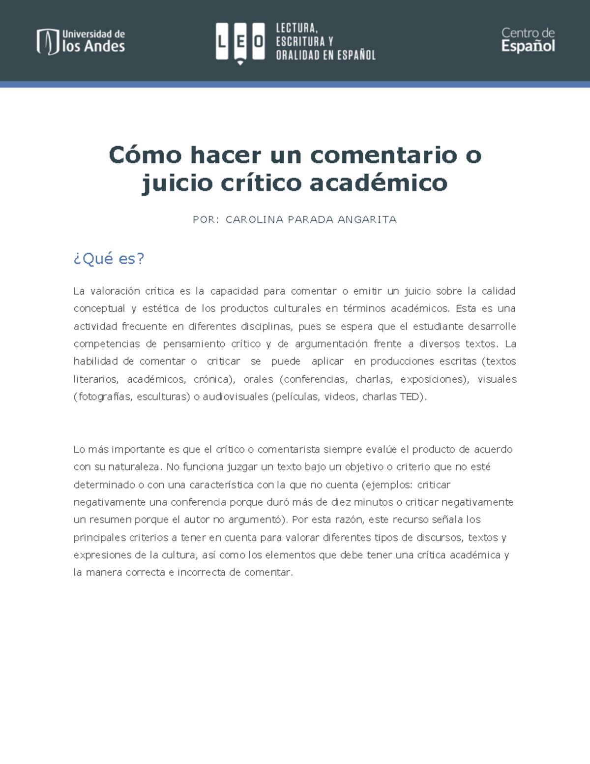 Juicio crítico, Analisis descriptivo - Cómo hacer un comentario o ...