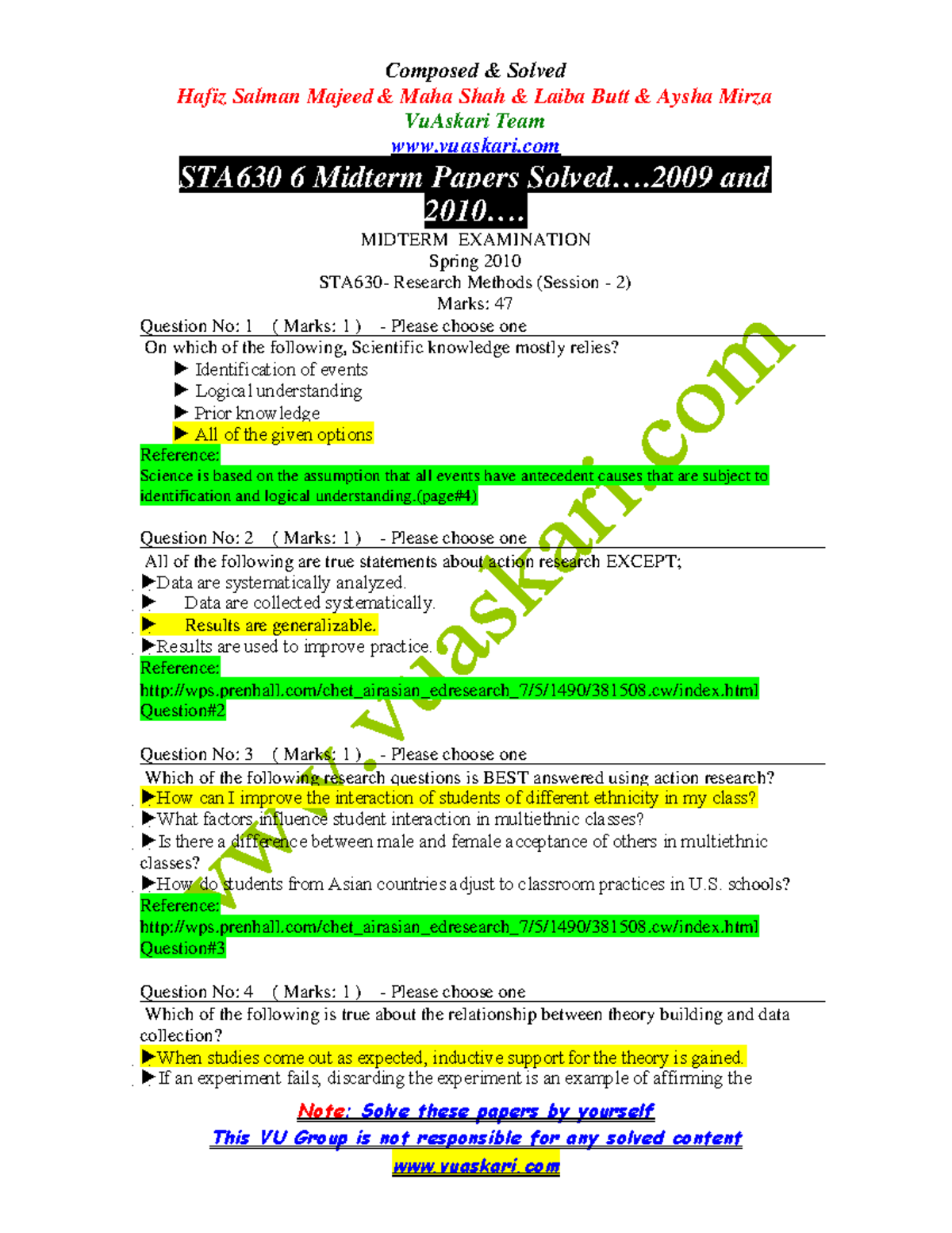 STA630 6Midterm Papers Solvedwww - Hafiz Salman Majeed & Maha Shah ...