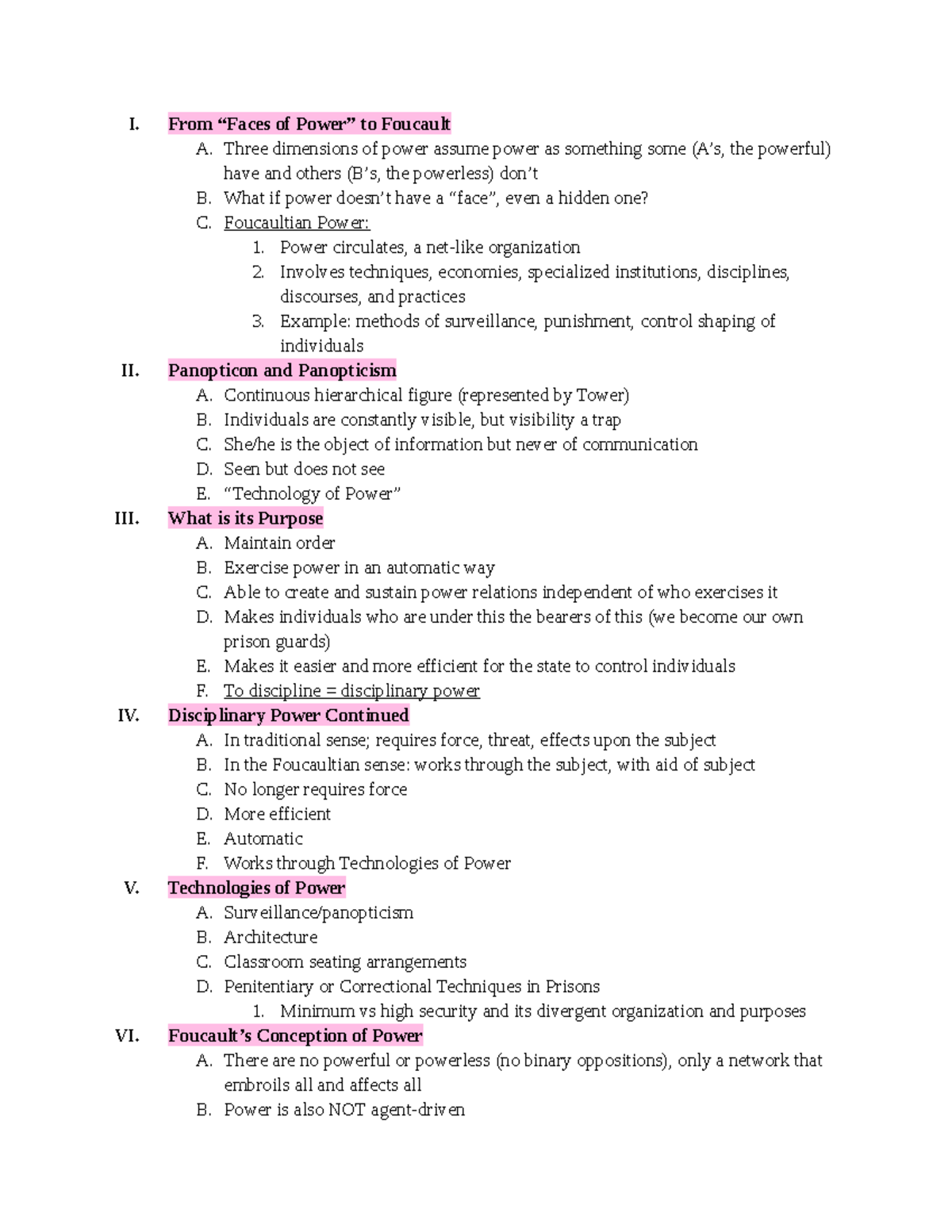 Foucault and Power - lecture notes - I. From “Faces of Power” to ...