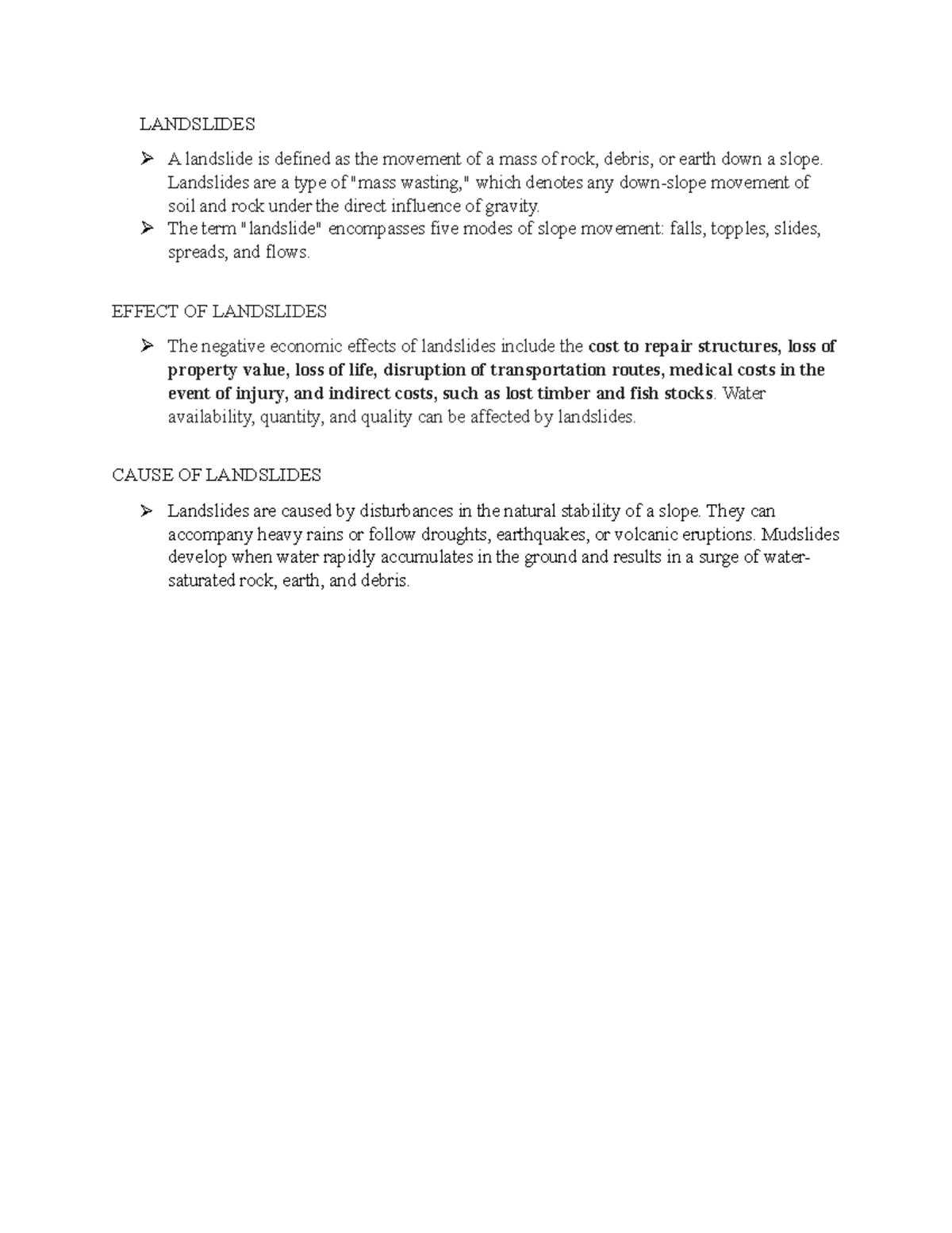 Landslides - reviewer - LANDSLIDES A landslide is defined as the ...